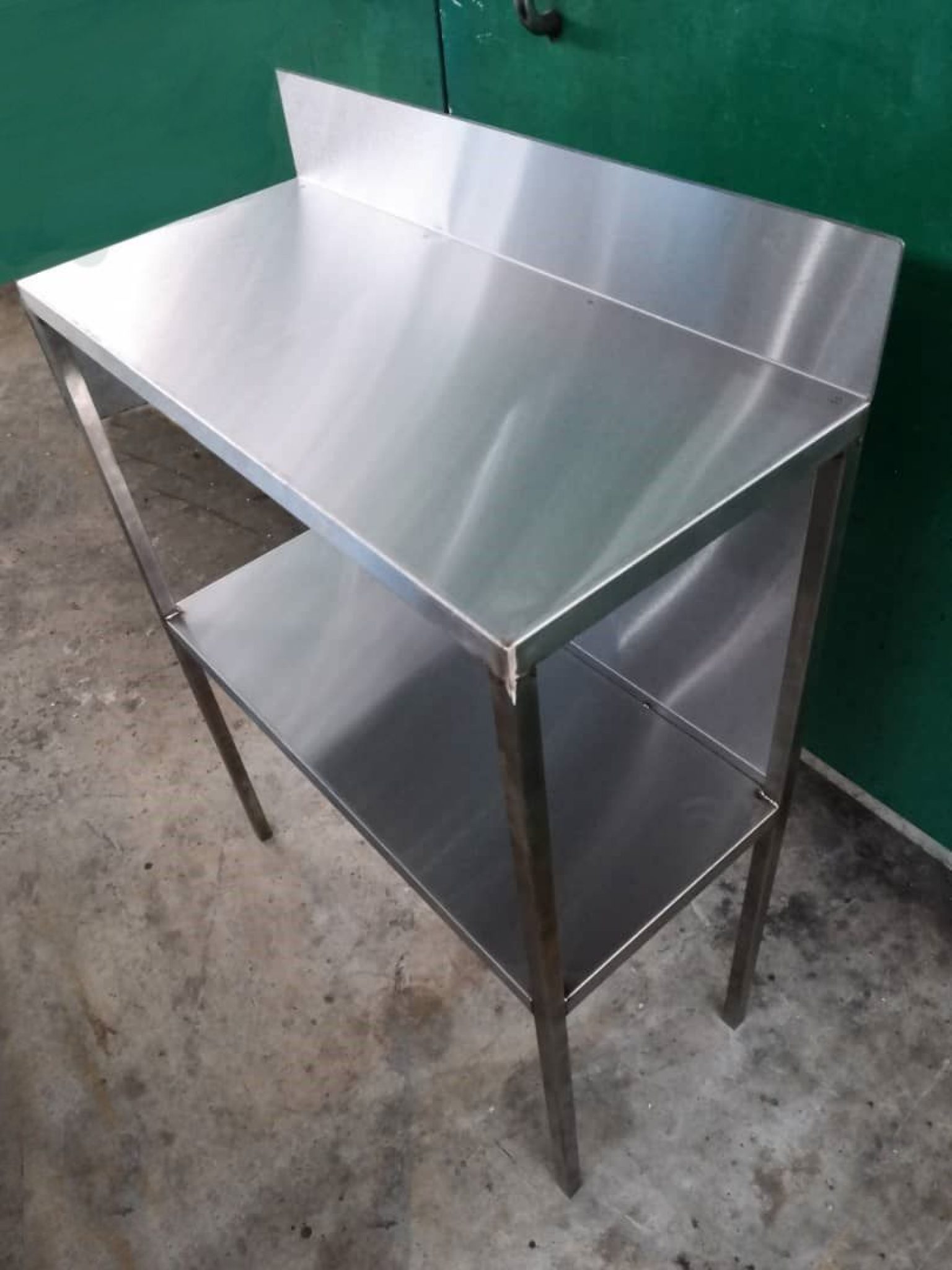 Stainless Steel 2 Tier Table 600L x 350W x 850H c/w 100mm Backsplash ...