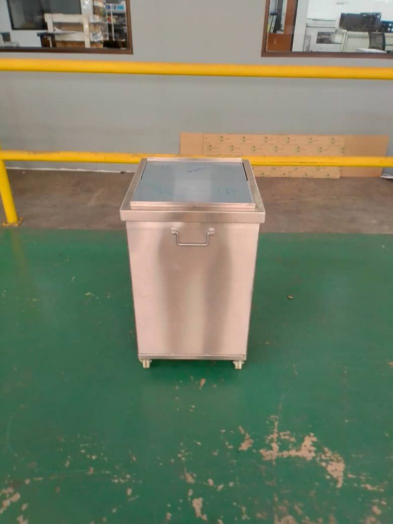 Stainless Steel Mobile Waste Bin with Sliding Cover • Murah Kitchen ...